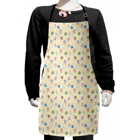Animal Kids Apron, Pastel Colored Chicks Worms Egg Nests Cheerful ...