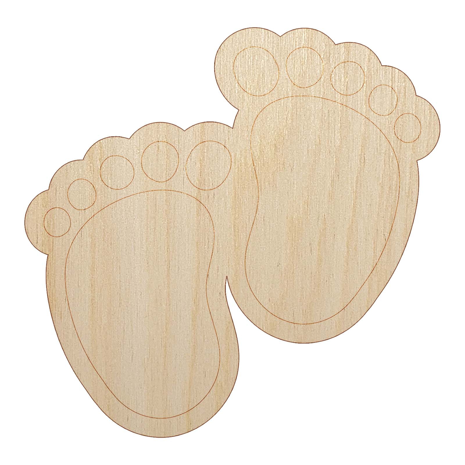 Baby Footprints Wood Shape Unfinished Piece Cutout Craft DIY Projects ...