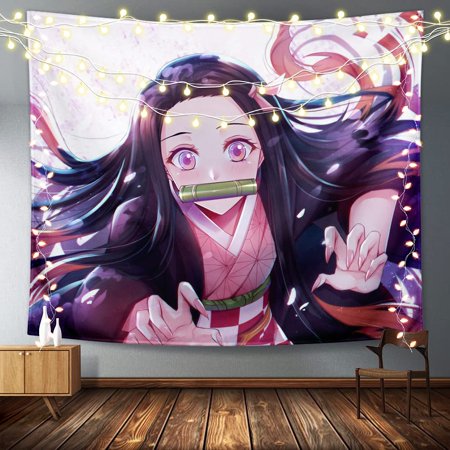 Nezuko Tapestry Wall Hanging, Anime Japanese Manga Backdrop Tapestry ...