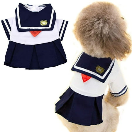 FFIY Pet Navy Captain Suit Sailor Costume Student Uniform with Red Bow ...