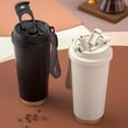 Ceramic Lined Insulated Travel Mug with Strap & Hidden Straw - Stylish ...
