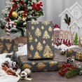 Dark Gray Kraft Christmas Wrapping Paper,Lusury Gold 3D Embossed Foil ...