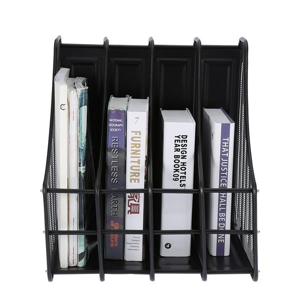 Sonew File Stand, File Organizer,4 Slots Metal Magazine Book File Stand ...