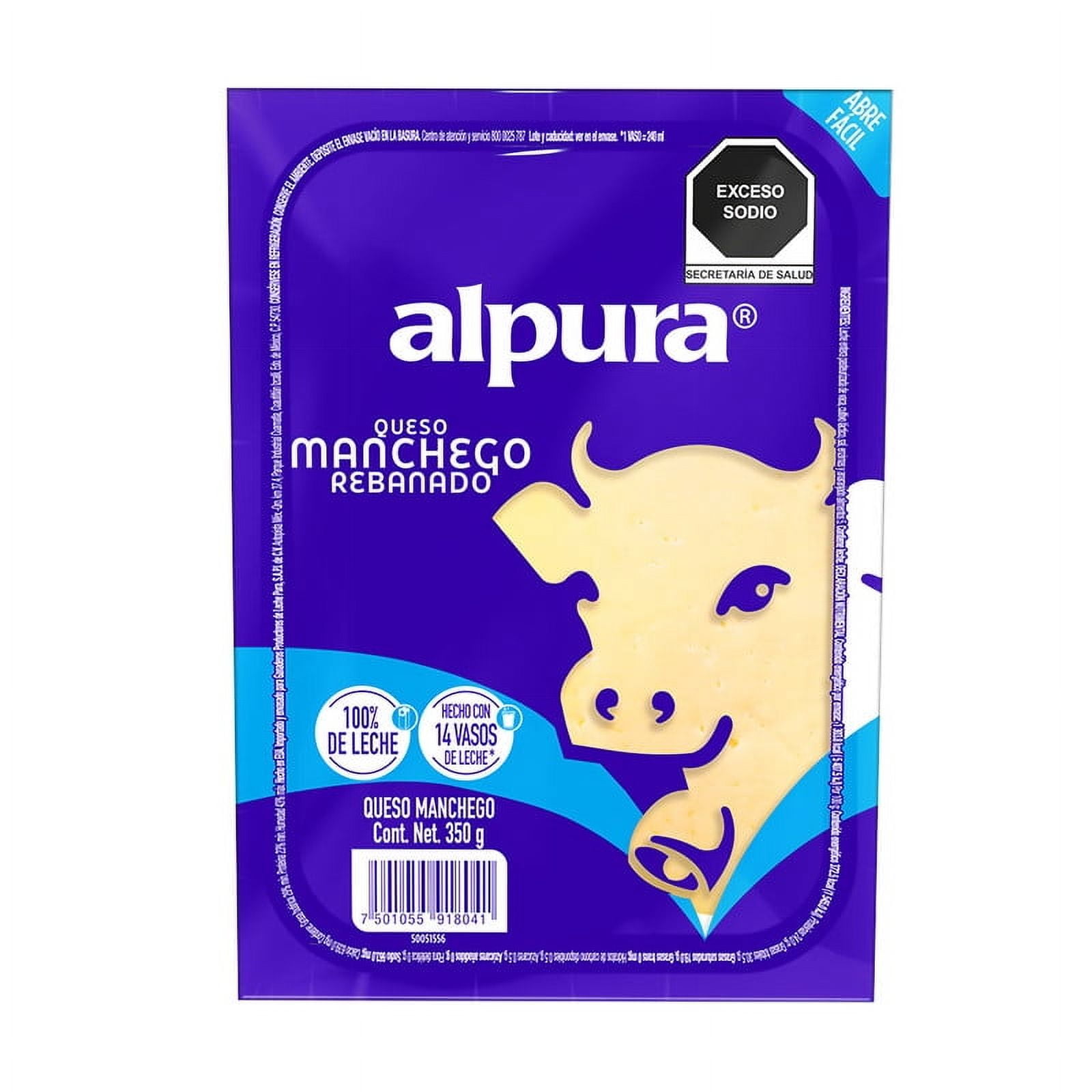 Queso Alpura Manchego Rebanado 350 g | Walmart en línea