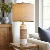 Oneach Modern Farmhouse Resin Table Lamp Set of 2, Rustic Rattan ...