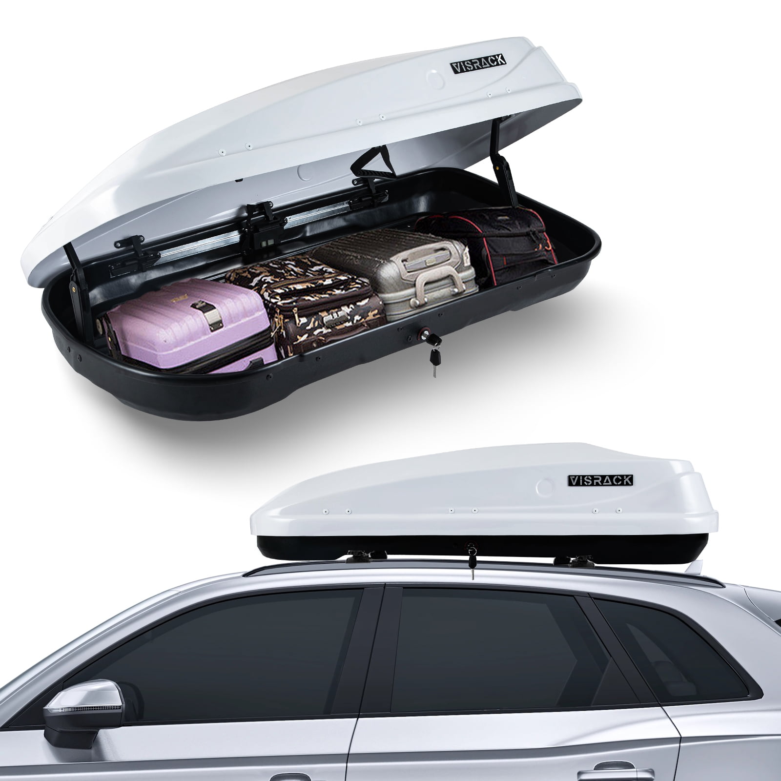 13 ft³ Rooftop Cargo Box Luggage Carrier w/2 Keys,2-Side Open Easy ...