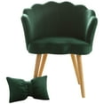 Velvet Shell Chair with Waist Pillow, Upholstered Accent Chair with ...