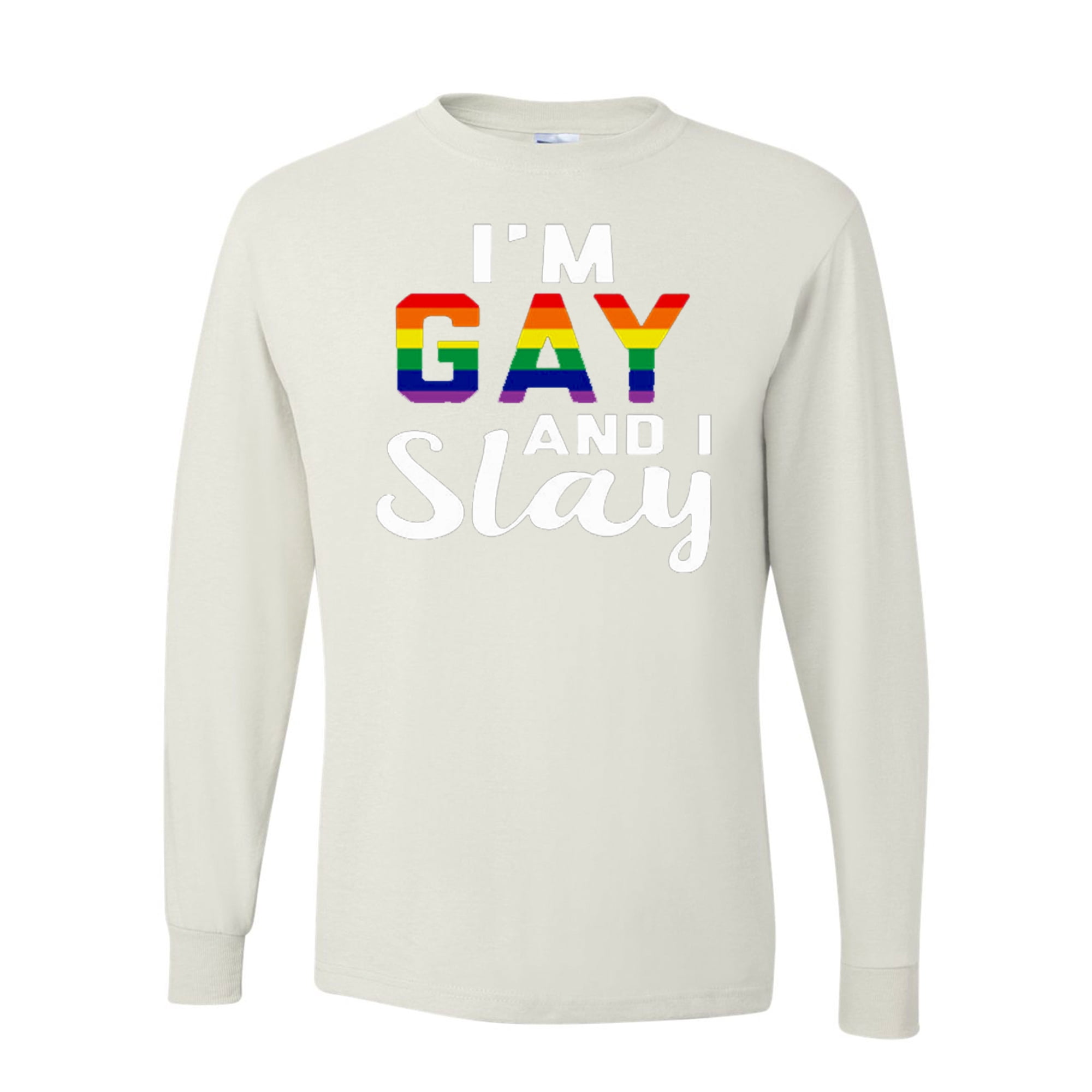 Gay And Slay LGBT Rainbows Pride Mens Long Sleeves, White, Small - Walmart.com
