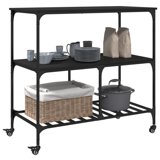 vidaXL Kitchen Trolley Black 39.4"x19.7"x37.4" Engineered Wood ...