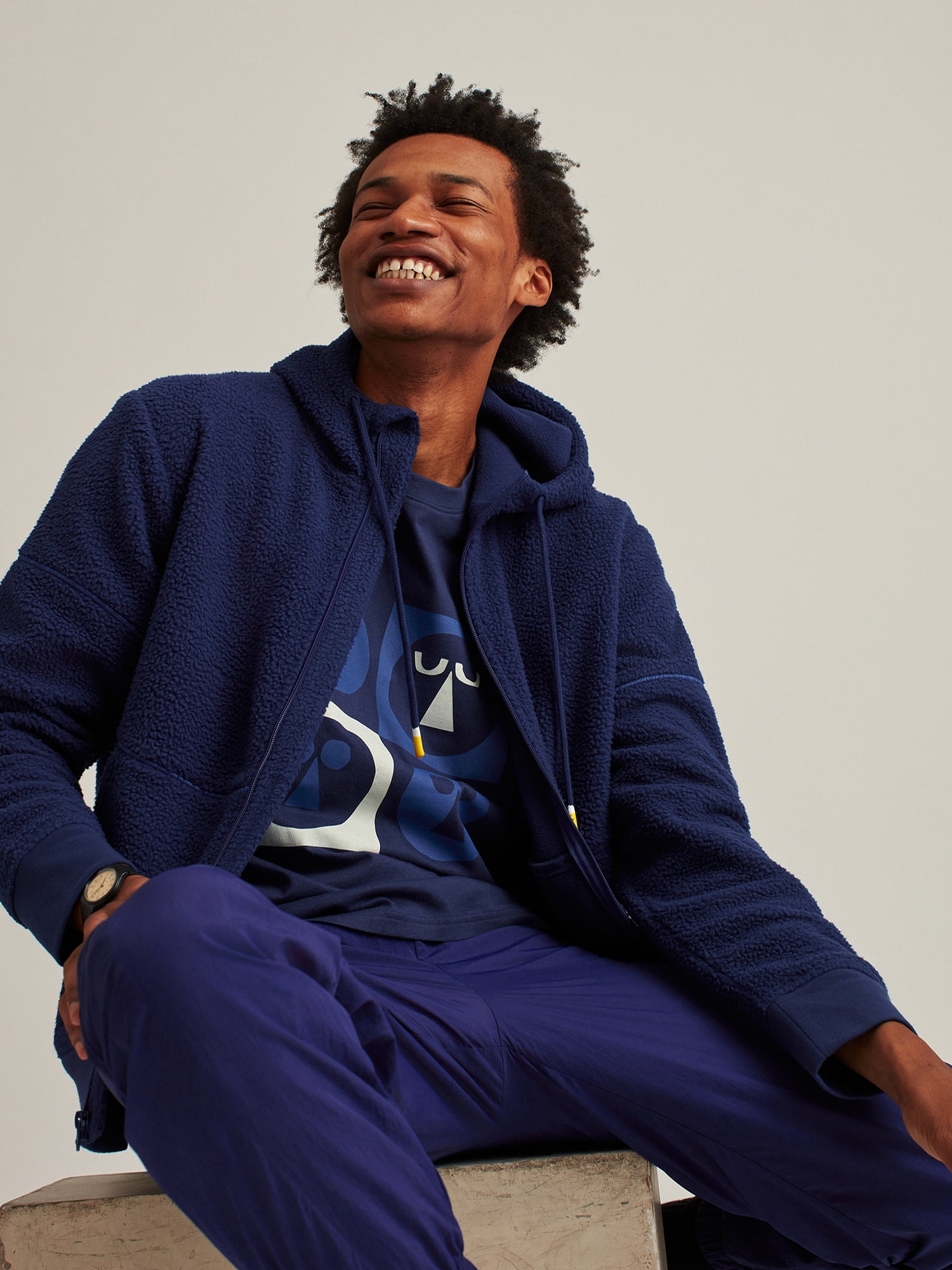 Bonobos Fielder Men's and Big Men's Sherpa Fleece Full Zip Hoodie, Up ...