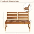 UBesGoo Outdoor Bench, 49 in Wooden Bench, Solid Acacia Wood Bench for ...