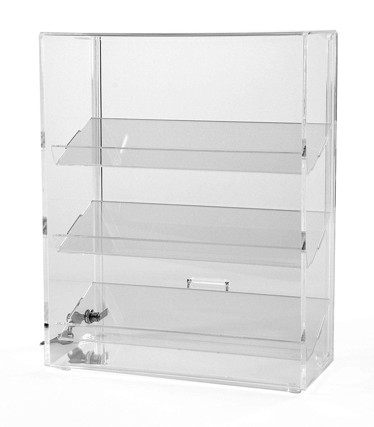 Locking Display Case with 3 Angled Shelves - 12.75H x 10.25W x 5D ...