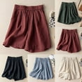 Summer Women Summer Shorts Loose Straight Leg High Waist Solid Color