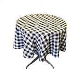 LA Linen Polyester Gingham Checkered 51-Inch Round Tablecloth, Royal ...