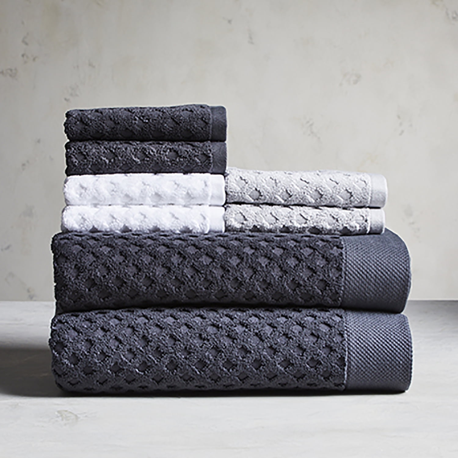Better Homes & Gardens Signature Soft Textured 8 Piece Towel Set, Gray ...
