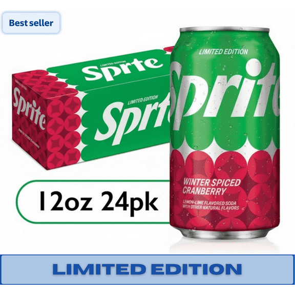 Sprite Zero Sugar Winter Spiced Cranberry Soda, Holiday Flavor, 24 Pack ...