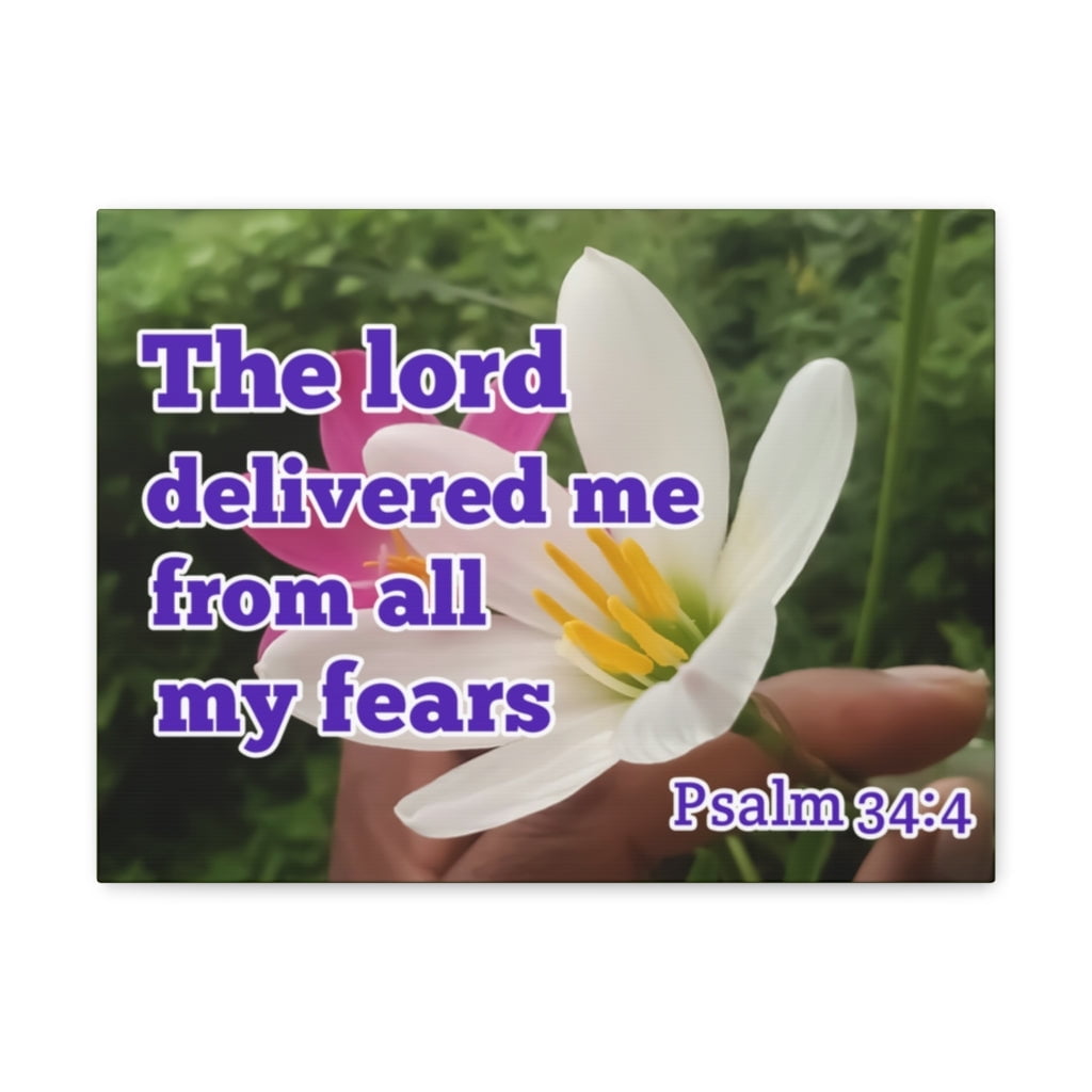 Scripture Walls The Lord Delivered Me Psalm 34:4 Bible Verse Canvas ...