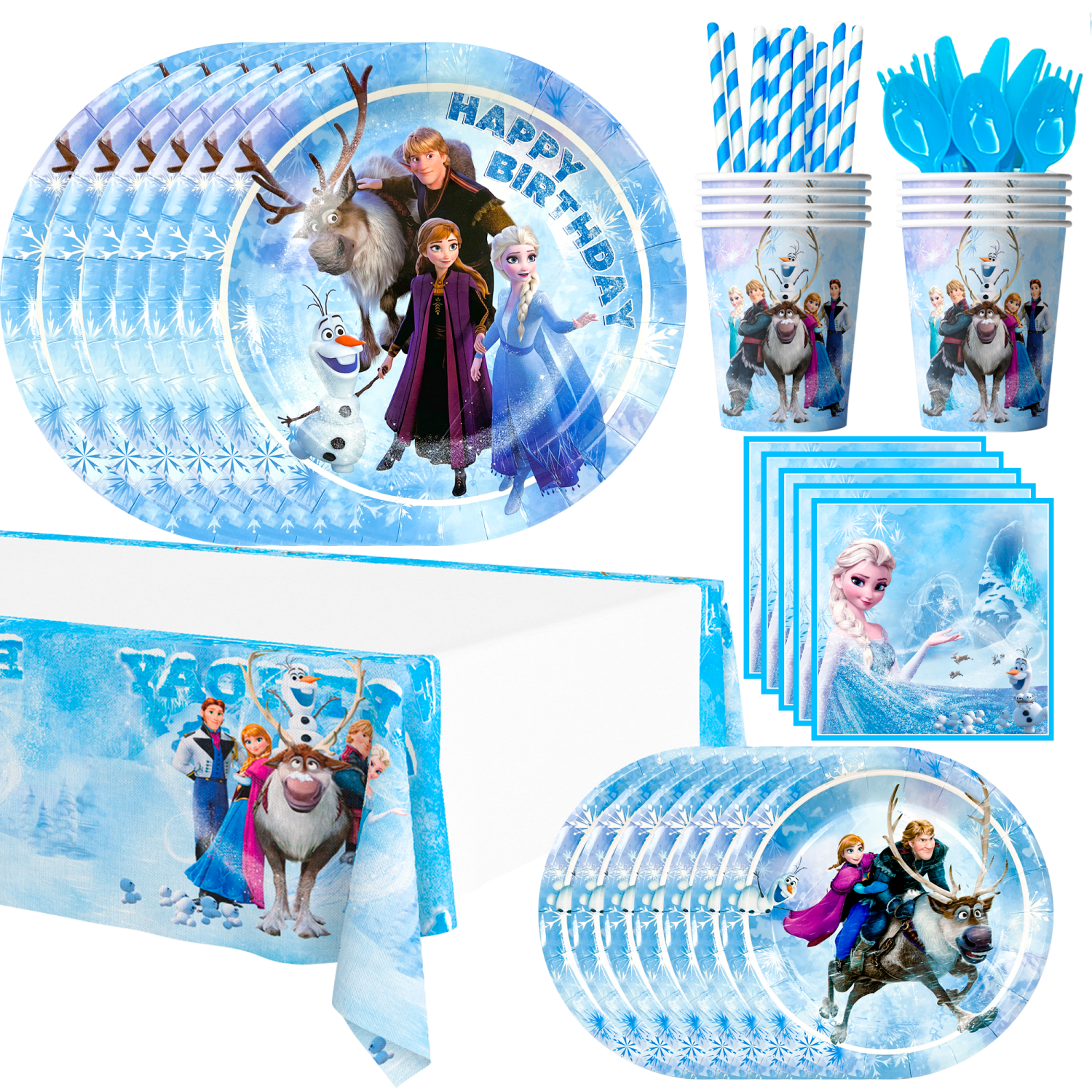 Frozen Fournitures de Fête, 161 Pcs Vaisselle de Fête Frozen ...
