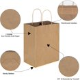 90 Pack Plain Brown Kraft Paper Bags with Handles Bulk, Multiple 3 ...