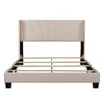 Aukfa Upholstered Bed - Queen Platform Bed Frame with Headboard - Beige ...