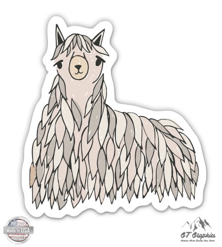 Cute Alpaca Drawing - 8" Vinyl Sticker - For Car Laptop I-Pad ...