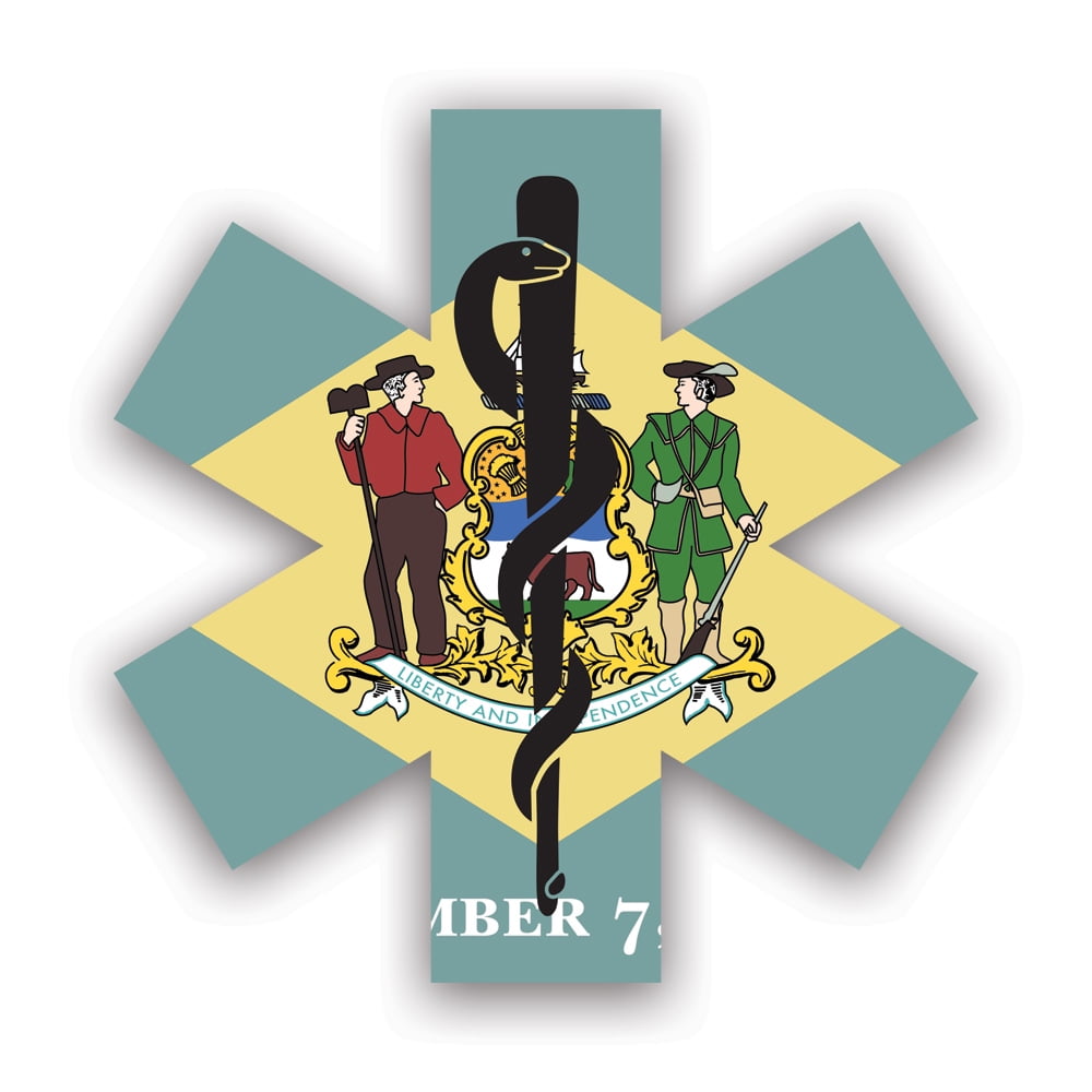 Delaware Star of Life Flag Sticker Decal - Self Adhesive Vinyl ...