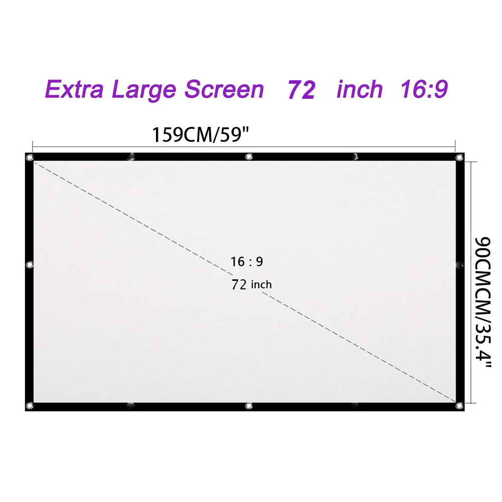 URMAGIC Projector Screen-60"/72"/84"/100"/120"/150" 16:9 HD Indoor ...