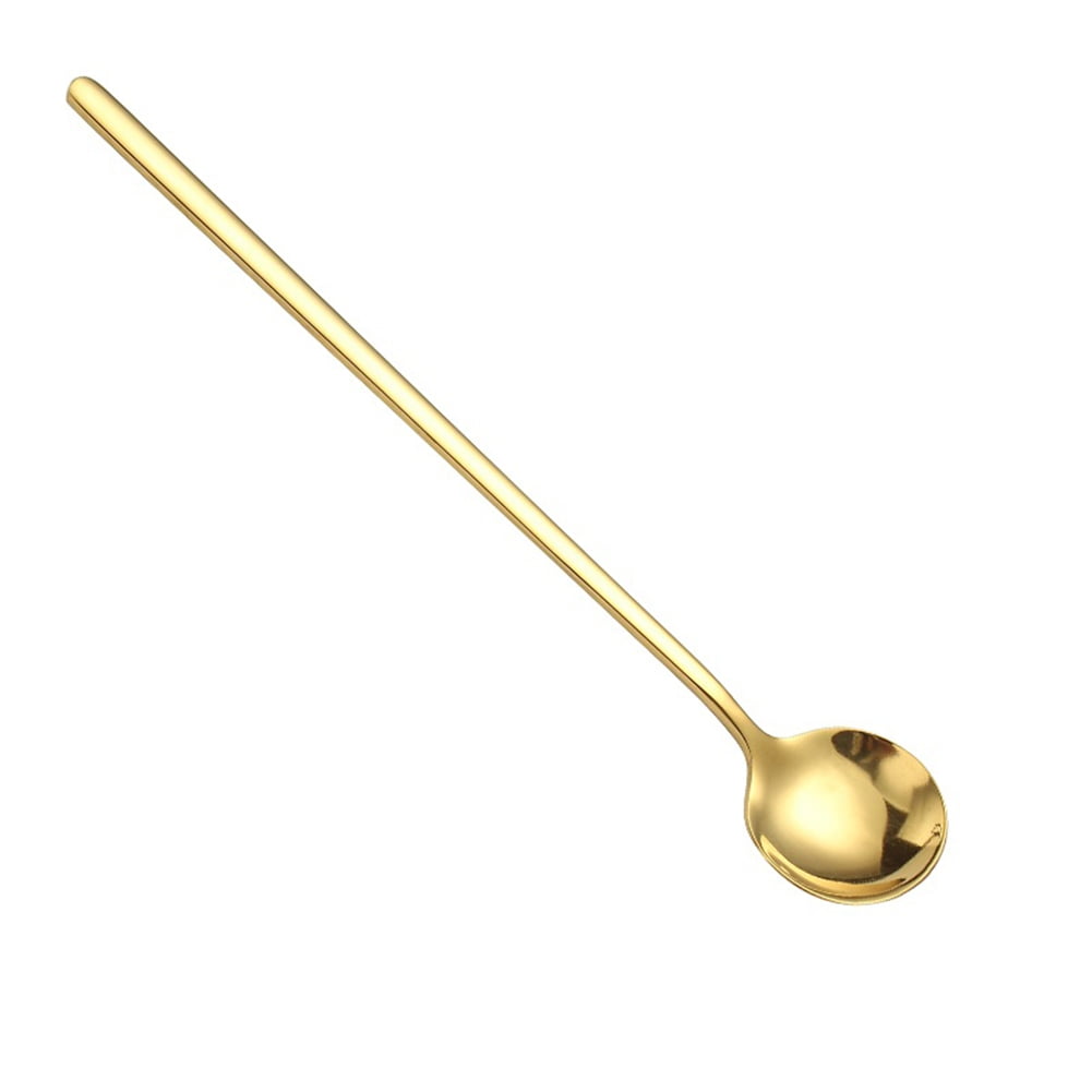 Stainless Steel Round Spoon Iced Teaspoon Milks Tea Mixing Cocktail ...
