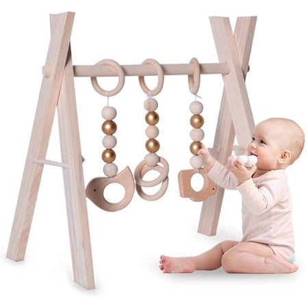 Height Adjustable Wooden Play Arch Foldable Baby Wooden Play Fitness ...