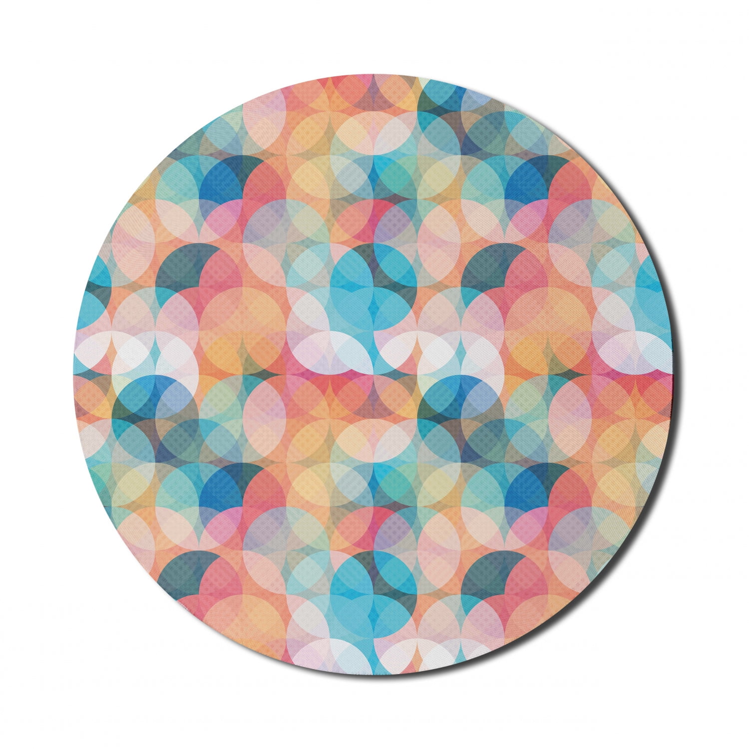 Geometric Mouse Pad for Computers, Soft Toned Hazy Overlap Circles ...