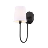 CFC Lighting Rustic 1-Light Black Wall Sconce with Clean White Shade ...