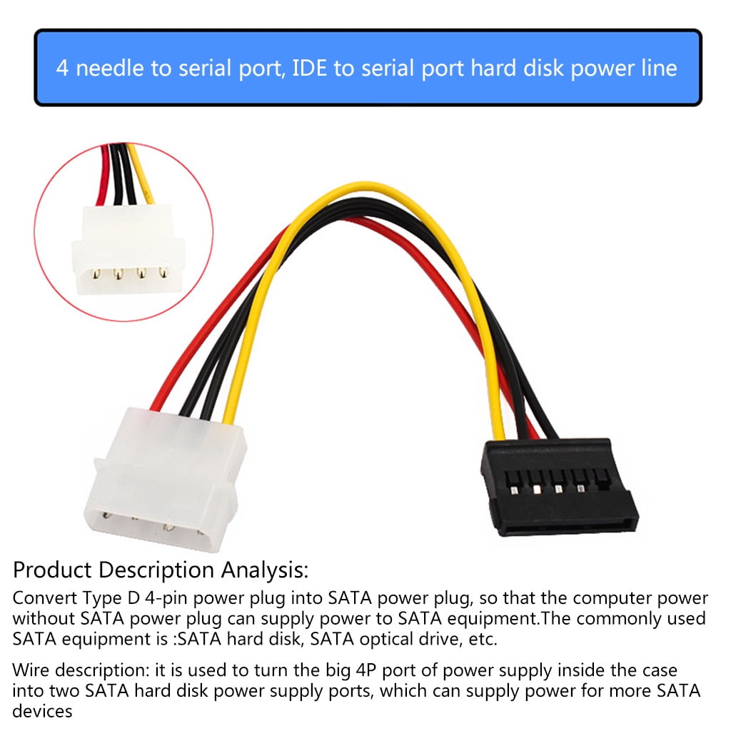 Buy 5-Pcs 4 Pin SATA to Molex Power Cable Adapter Extension Cable ...