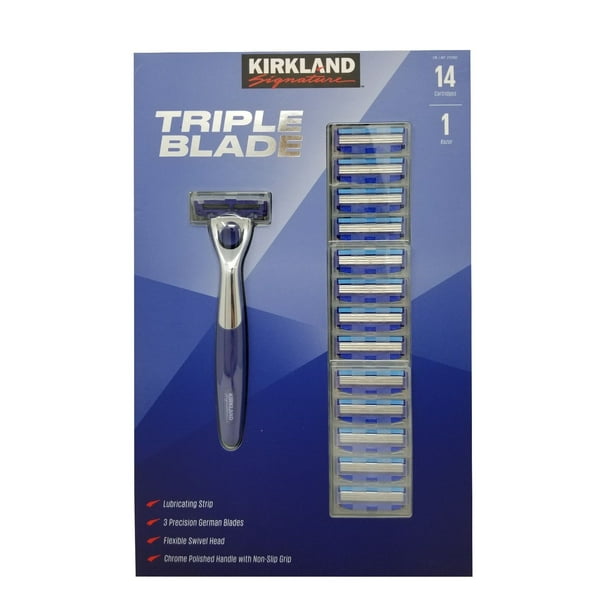 Kirkland Signature Triple Blade 14 Cartridges 1 Razor Pack - Walmart.com