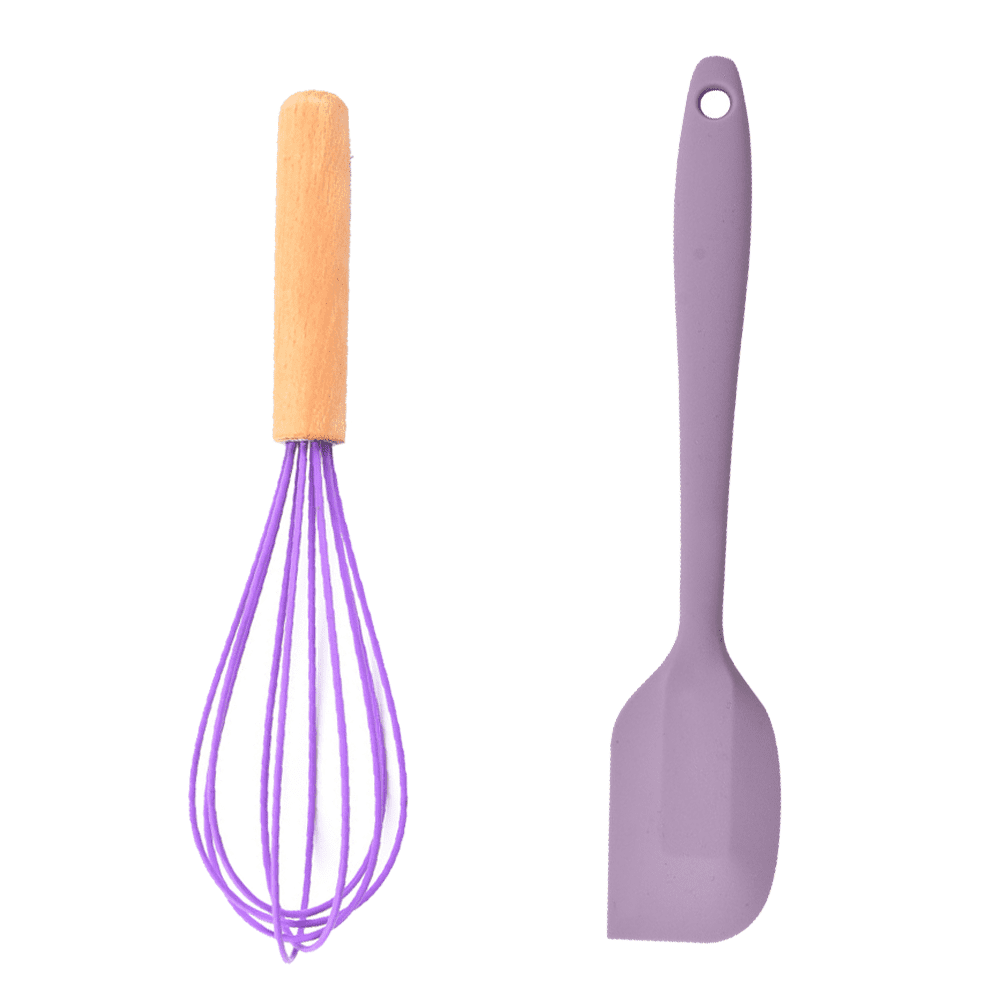 2 Piece Mini Kitchen Utensil Set- Silicone Kitchen Tools with wood ...