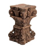 CC Home Furnishings Hand-Carved Wooden Pillar Base Stool - 18.5 ...