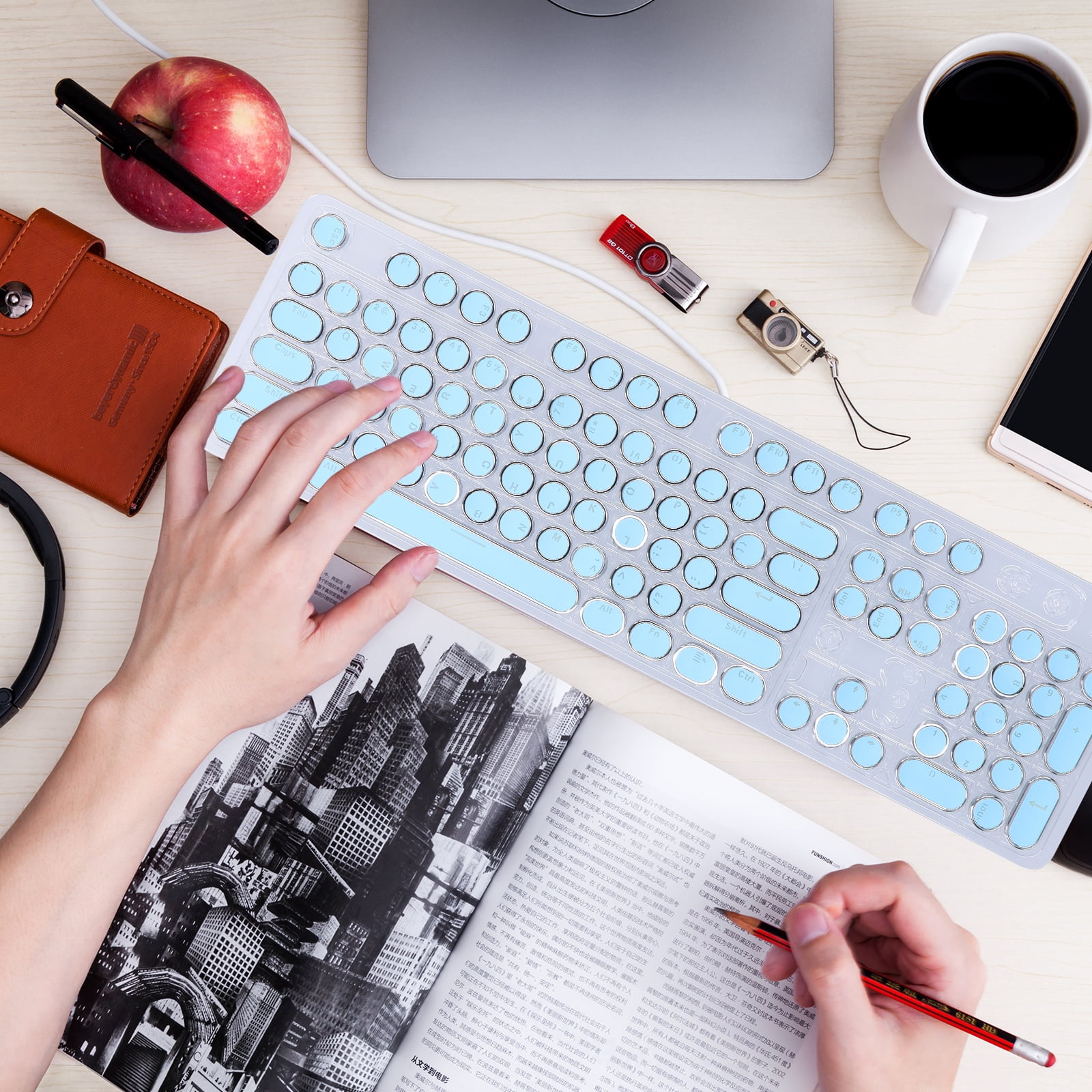 Buy ADVEN 112Keys Retro Mechanical Keycaps Round Plated Keyboard Caps ...