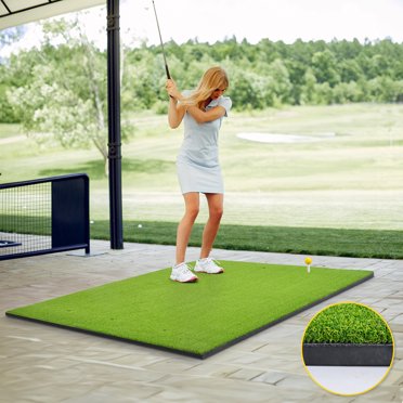 Costway 5' x 3' Indoor Swing Golf Practice Mat Synthetic Turf W/3 ...