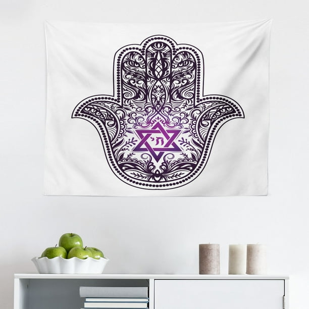 Hamsa Tapestry, Middle Eastern Mandala Motif with Oriental Hand Design ...