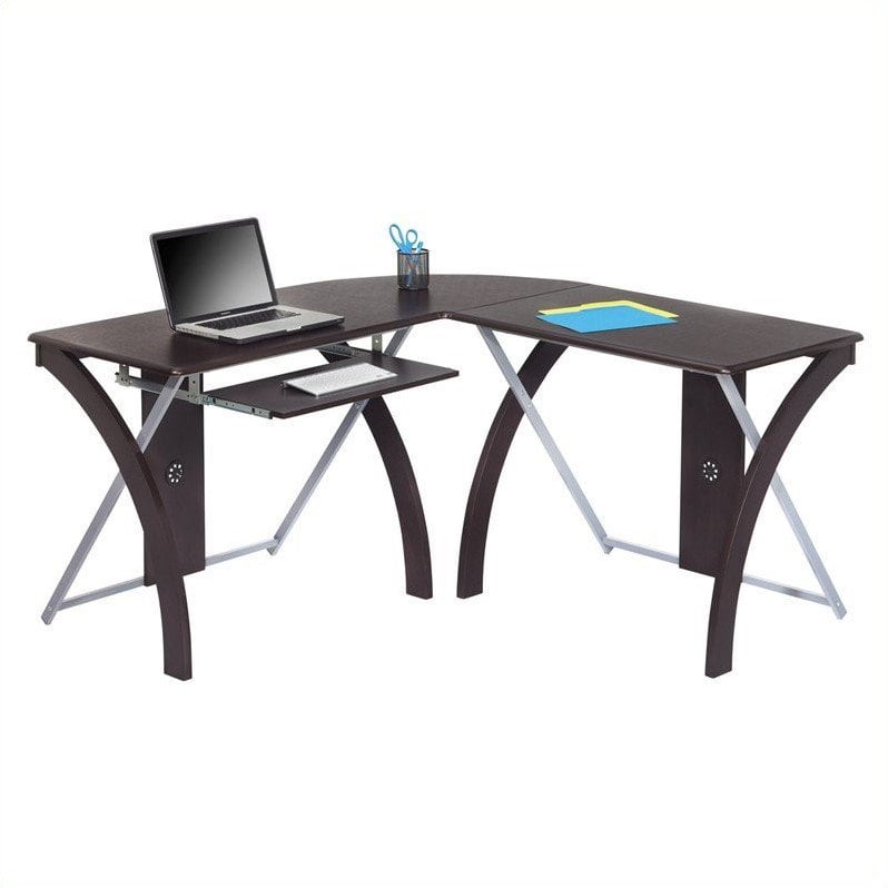 X-Test L-Shaped Computer Desk, Espresso - Walmart.com
