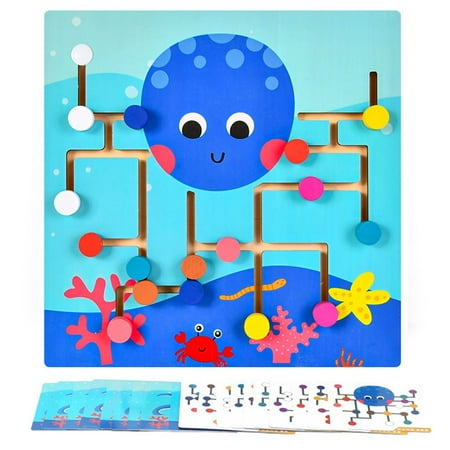 Wooden Slide Puzzle Toy Octopus Sliding Puzzle Matching Game Early ...