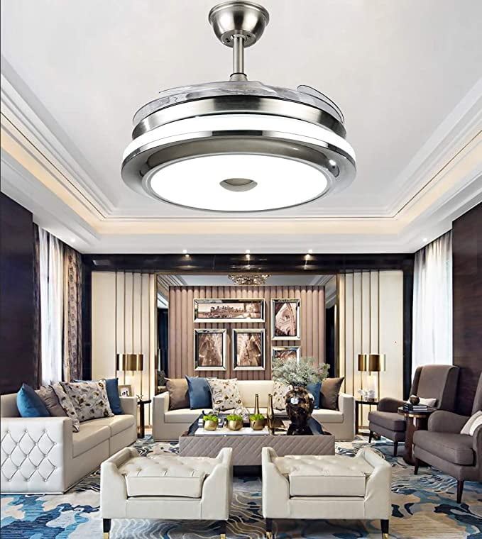 KPIBEST 42Inch Modern Classic Ceiling Light with Fans Remote Control Retractable Blades for ...