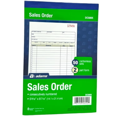 Adams Carbonless Sales Order Book 8" x 10" 2-Part (DC8100) 196139 ...