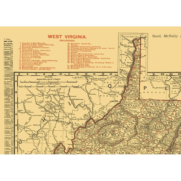 Rand Mcnally West Virginia Map Washington, West Virginia, USA, 1914,