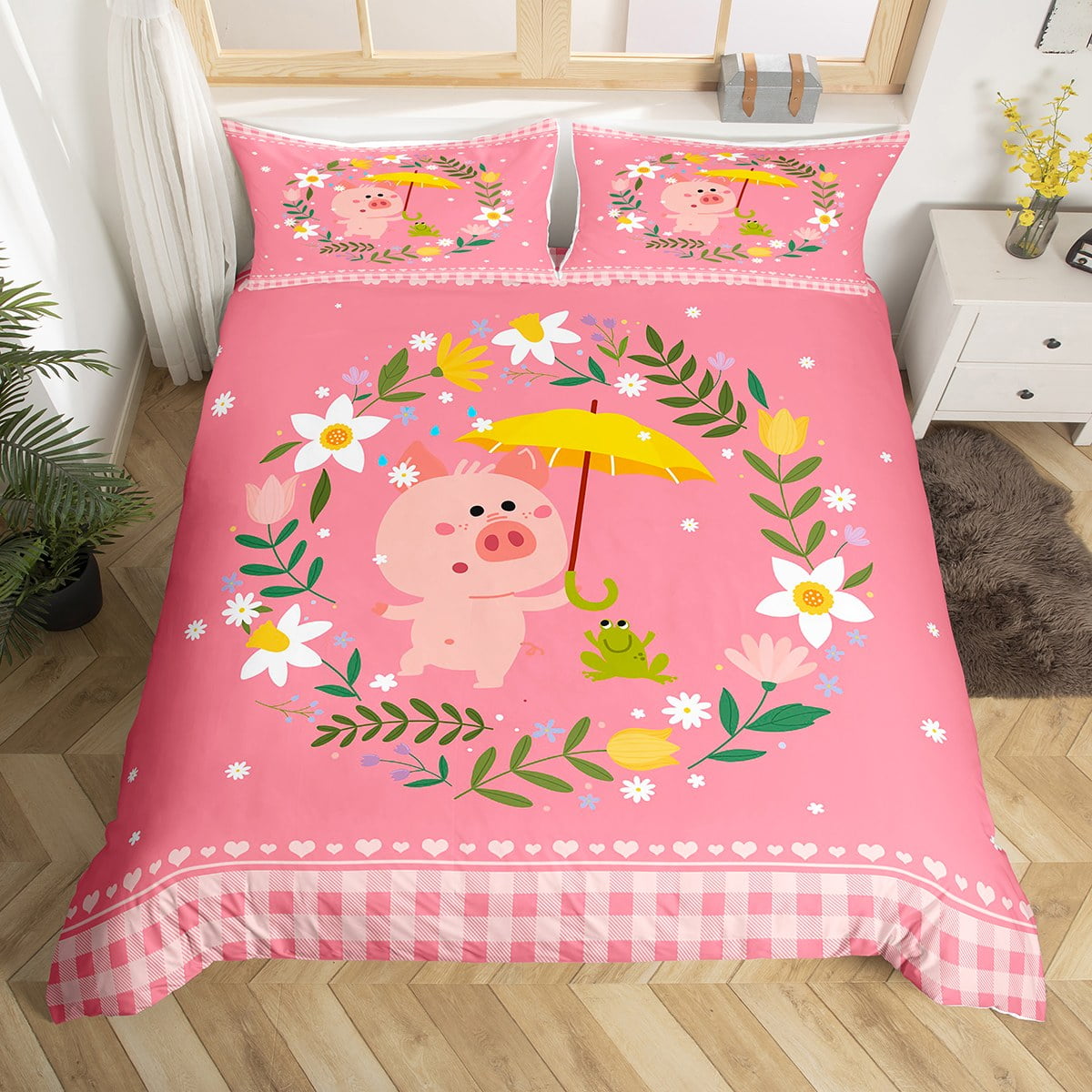 YST Cute Pig Bedding Sets King Animal Comforter Cover for Kids, White ...