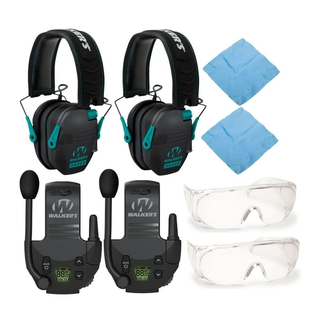Walkers Razor Shooting Muffs (Black/Teal) (2 Pack) with Accessory ...