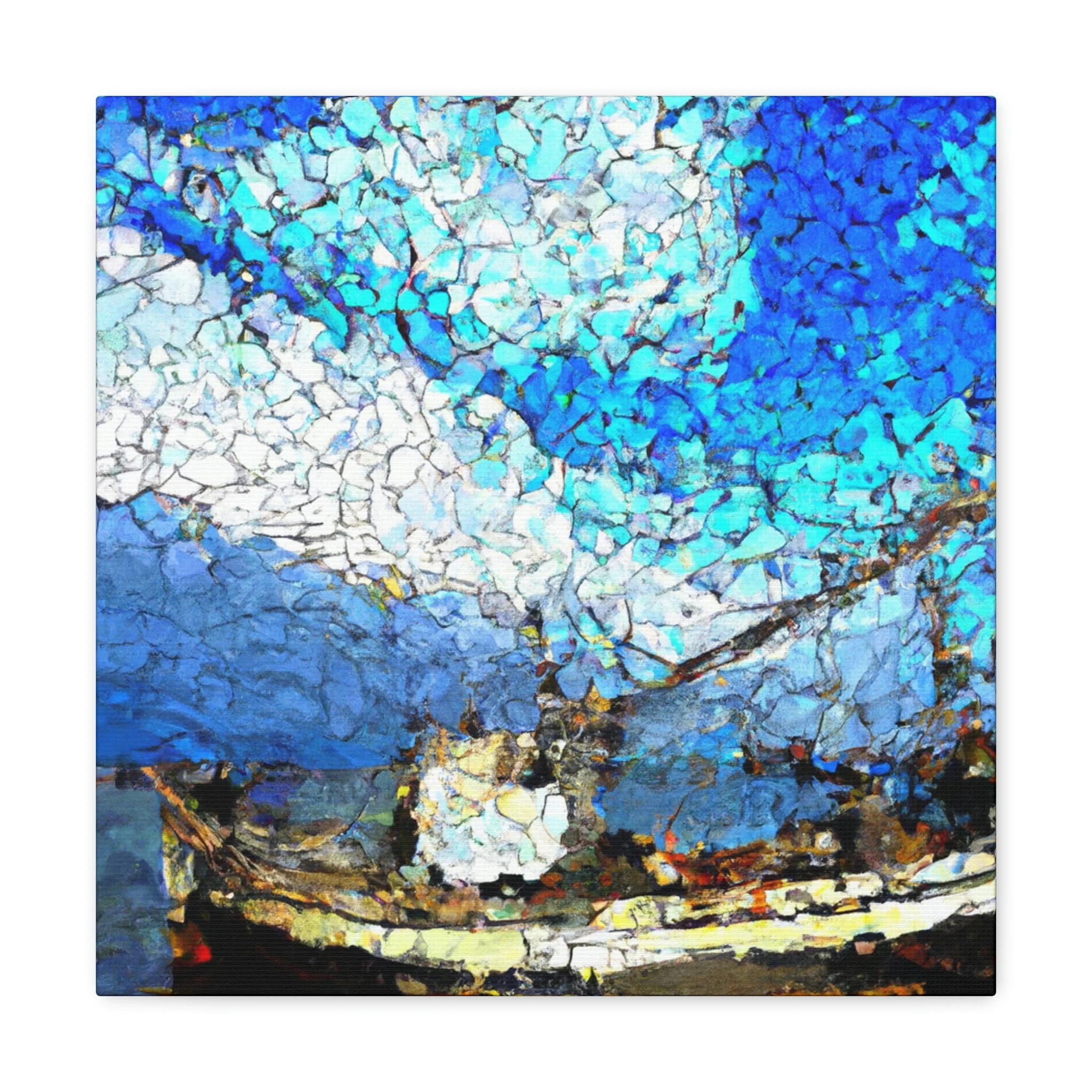 Fishing Boat Pointillism - Canvas - Walmart.com