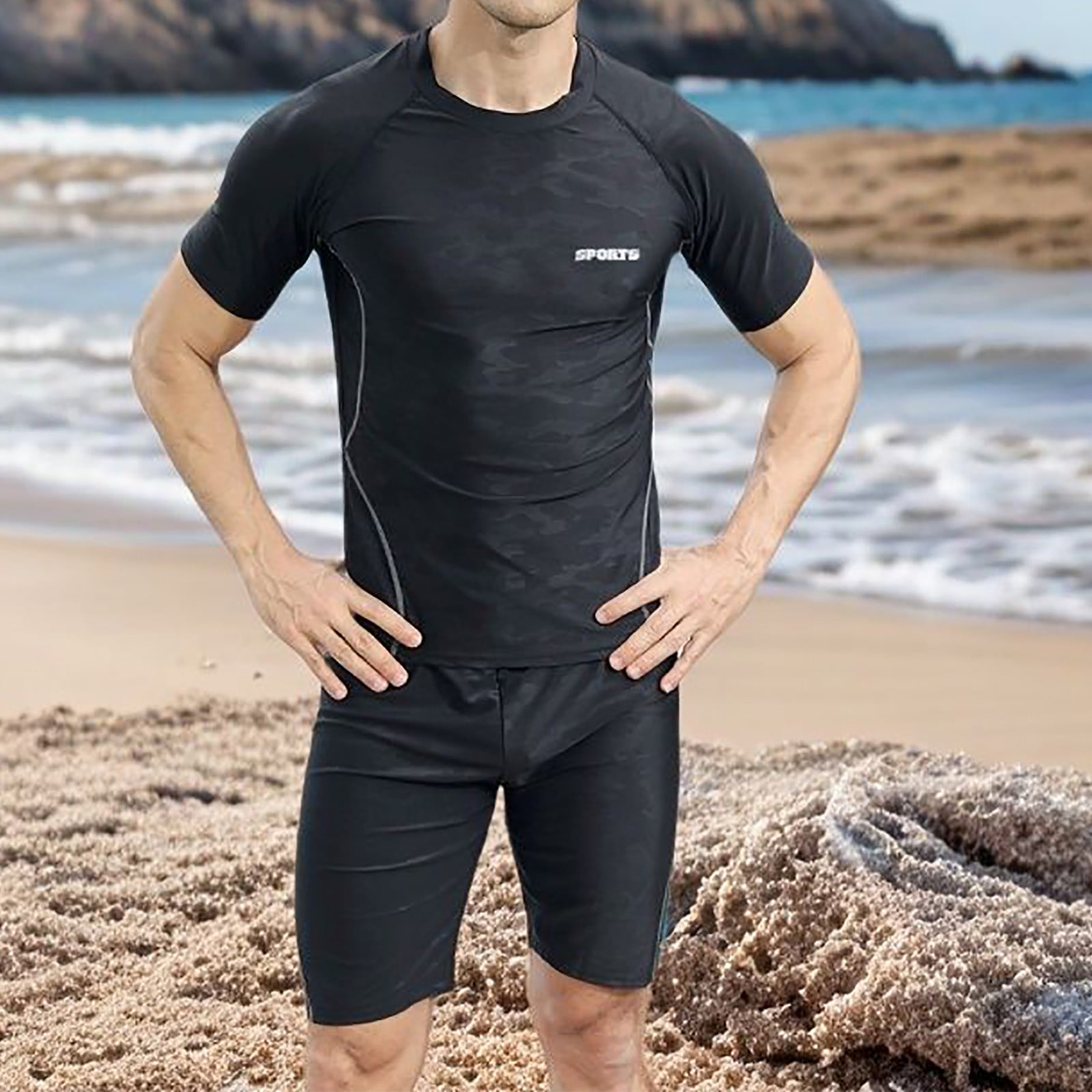 Styesk Mens Outfits 2 Piece Men's Swimsuit Set With Short - Sleeved ...