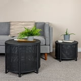 Creative Co-Op Round Bamboo and Rattan Accent Storage Table, Black - Walmart.com