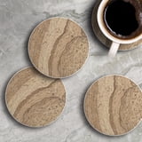 CounterArt "Sandstone" Tan Round Single Image Absorbent Stone Coaster 4 ...