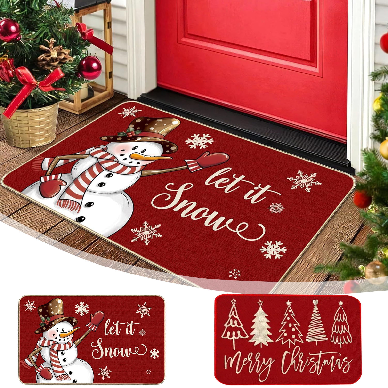 Click here for Blaxill Christmas Doormat Red Xmas Tree Non-Slip R... prices